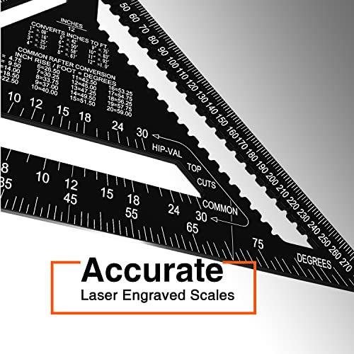Mecurate Rafter Square, 12 pulgadas Triangle Carpenter Square Aluminio ...