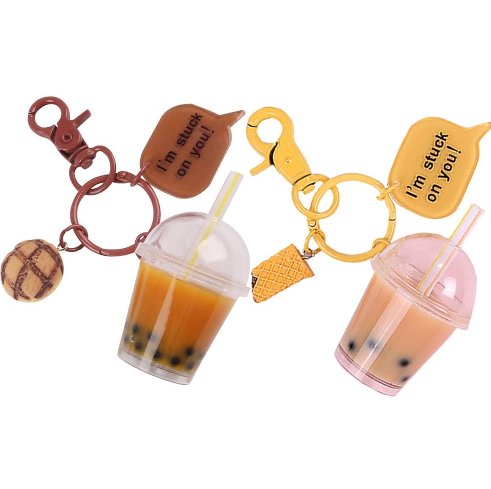 Miniature Bubble Tea Key Chain Coconut Milk Tea Beverage Moving Liquid ...
