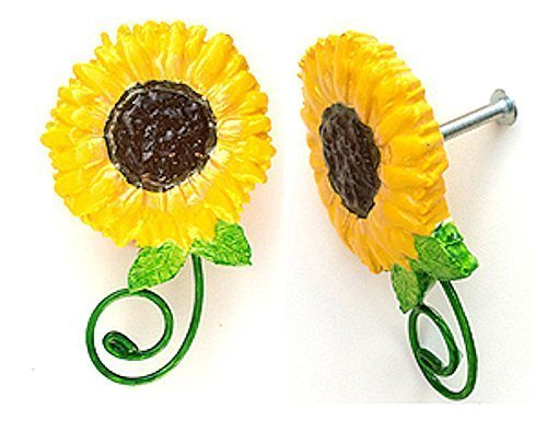 Amazon.com: Sunflower with Stem Garden Flower Cabinet Drawer Knobs ...