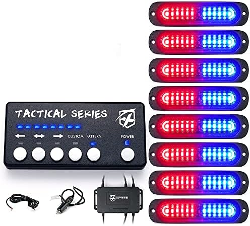 Xprite Red Blue LED Surface Mount Strobe Police Lights Kit, w/ Control ...