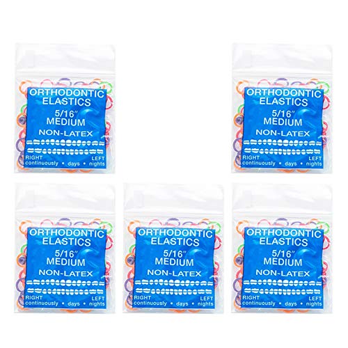 JMU Orthodontic Elastics 5/16 Inch Medium 4.5oz 500 pack Intraoral Elastic Bands Latex Free Neon ...