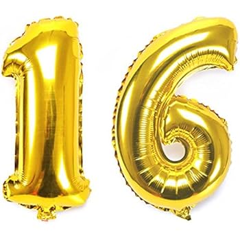 Amazon.com: Grabo Giant 16th Gold Number Balloons: Kitchen & Dining