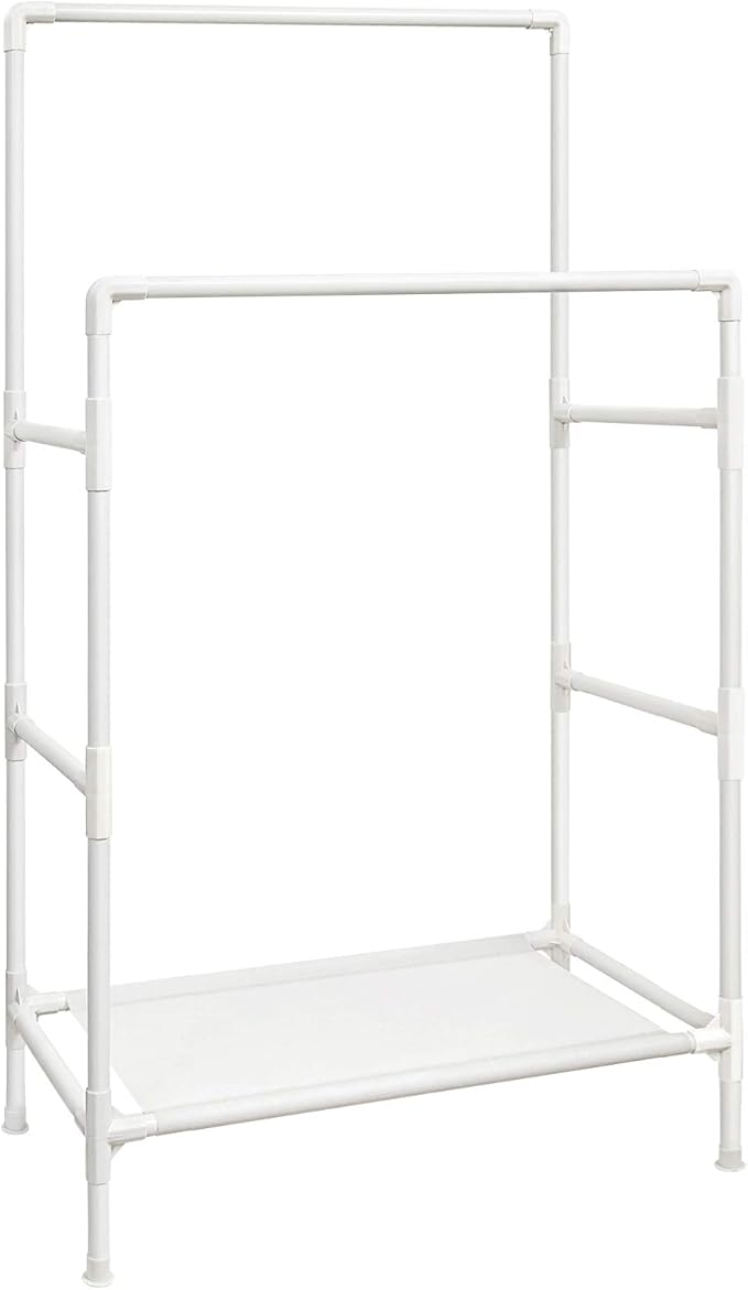 SONGMICS Clothes Rack, Metal Stand with 2 Hanging Rails and Storage ...