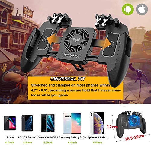 Mobile Game Controller with Cooling Fan/Phone Holder/Finger Sleeves for ...