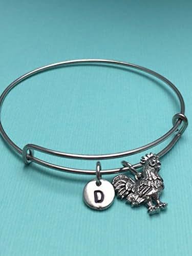 Amazon.com: Rooster bangle bracelet, rooster charm bracelet, chicken ...