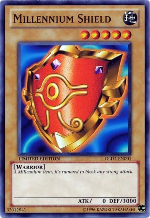 Amazon.com: Yu-Gi-Oh! - Millennium Shield GLD4-EN001 Common Gold Series ...