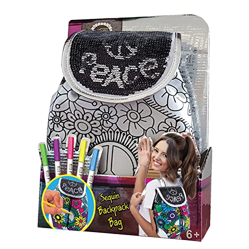 Amav Toys DIY Personalize Paintable Reversible Sequins Tote Bag for ...