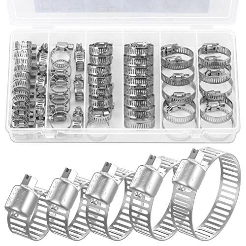 Hose Clamp Kit, Selizo 50Pcs Stainless Steel Worm Hose Clamps ...