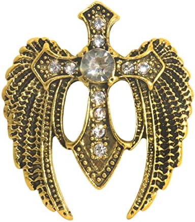 HETICA Vintage Cross Wings Brooch Gold Men Brooch Pins for Suits Men's ...