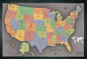 Amazon.com: Homemagnetics 33 x 22 Modern USA Magnetic Map: Posters & Prints