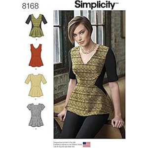 Amazon.com: Simplicity 8168 Misses' Peplum Top with Neckline and Sleeve ...