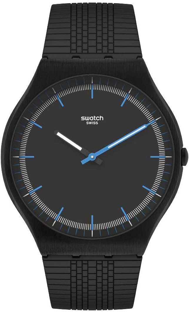 Amazon.com: Swatch Skin Irony 42 st. Steel Quartz Rubber Strap, Black ...