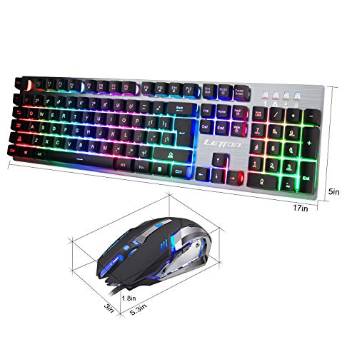 SADES Gaming Keyboard and Mouse Combo,Wired LED Rainbow Backlit Gaming ...