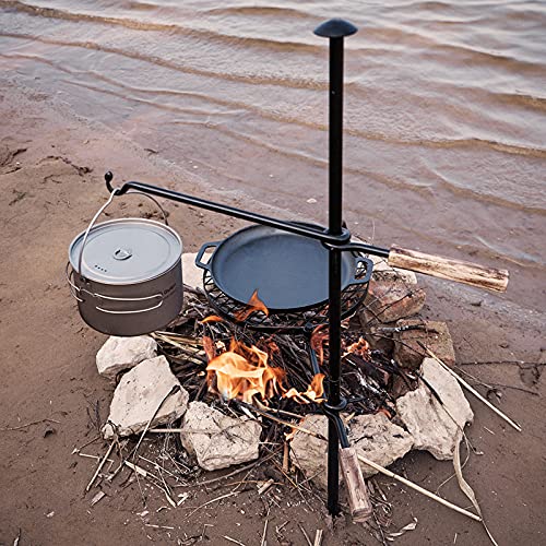Fire Pit Grill, Adjustable Swivel Campfire Grill Heavy Duty BBQ Steel ...