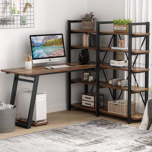 Tribesigns 55" Large Computer Desk with 10 Storage Shelves, Office Desk ...