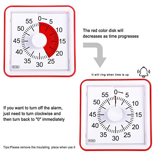 60 Minute Visual Analog Timer, Countdow Timer Time Management Tool for ...
