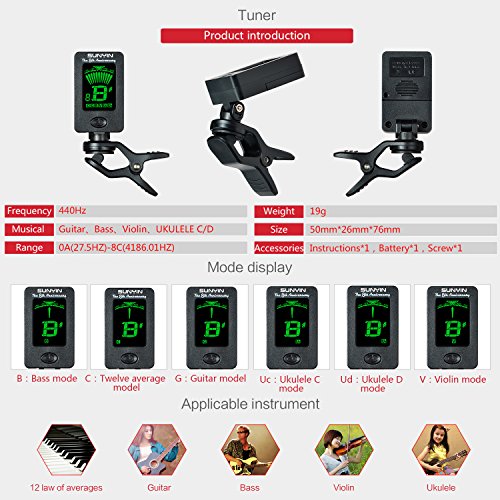 SUNYIN Acoustic Guitar Tool Kit for Beginner,Guitar Strings Winder ...