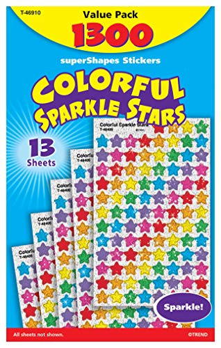 Trend Enterprises Sparkle Stars Stickers - 1/4 to 1/2 inches - Set of ...