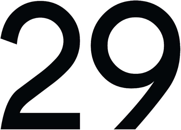 Zahlenaufkleber Nummer 29, schwarz, 10cm (100mm) hoch, Aufkleber mit ...