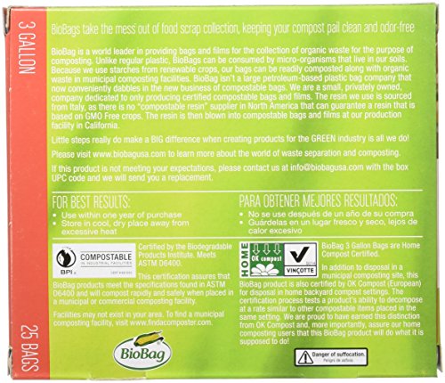 Iobag: desecho de alimentos certificado compostable, 3 galones,