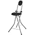 Folding perching / ironing stool with padded adjustable height seat ...