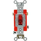 Leviton 1221-PLR 20-Amp, 120 Volt, Toggle Pilot Light, Illuminated On ...