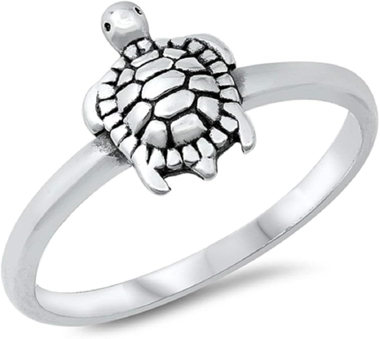 Amazon.com: Turtle Ring Band 925 Sterling Silver: Jewelry