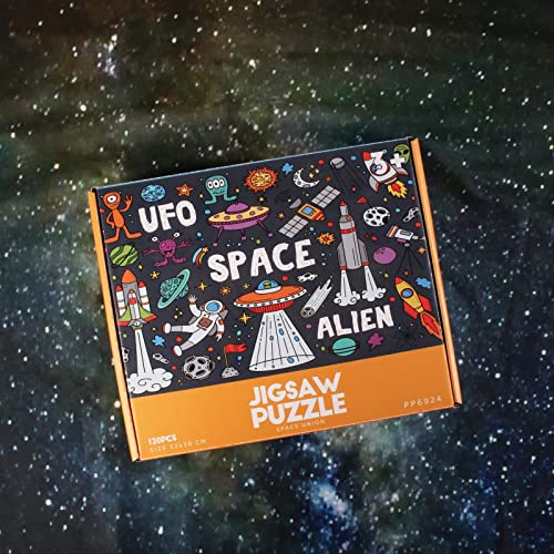 Space Alien Jigsaw Puzzle Game UFO Toys 120 Piece Puzzles for Kids ...