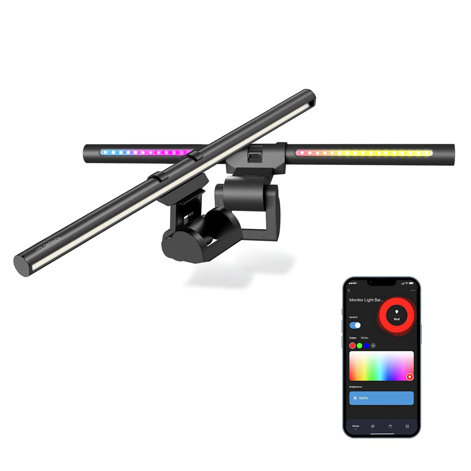 RGB Monitor Light Bar, LED Dual Light Source Adjustable Cool Mix Warm Light Color Temperature ...