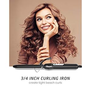 Hoson 3/4 Inch Curling Iron for Short Hair, Long Barrel Curling Irons for Women Hair, Ceramic ...