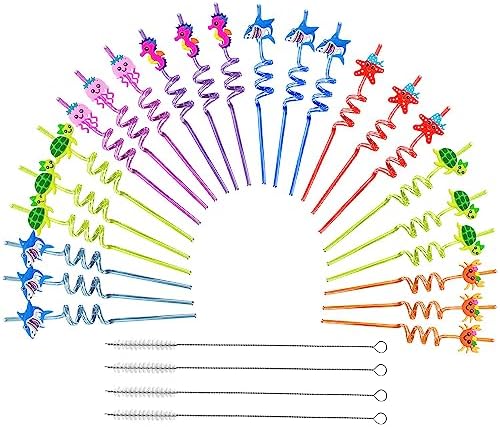 Sweet seven Under the Sea Party 24 Drinking Straws with 4 Bonus Straw ...