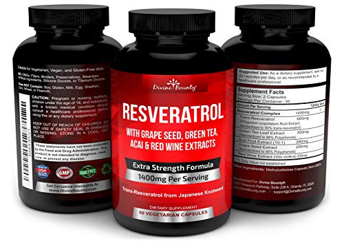 Resveratrol Supplement - 1400mg Extra Strength Formula with Grape Seed ...
