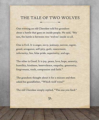 Amazon.com: Poster - The Tale of Two Wolves - Choose Unframed Poster or ...