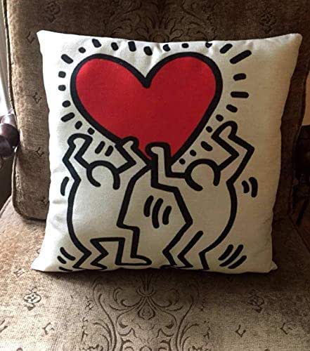 Amazon.com: Keith Haring POP ART decorative burlap indoor throw pillow ...