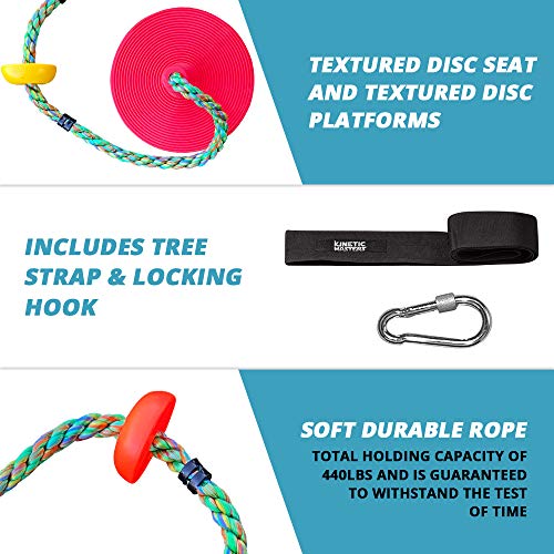 KineticMasters Tree Swing Disc – 440 lb Weight Capacity – Climbing Rope ...