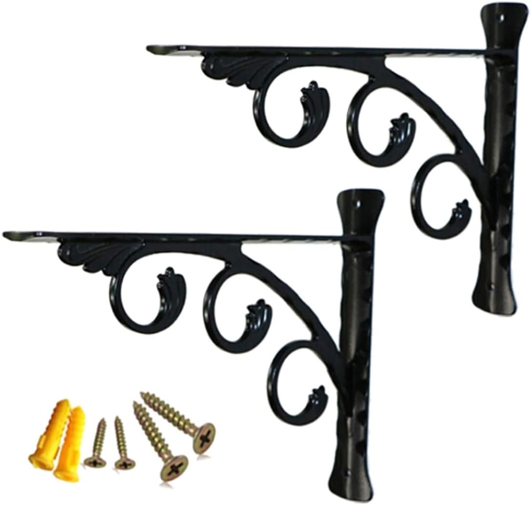 Amazon.com: Wrought Iron Black Color Triangle Bracket Wall-Mounted ...