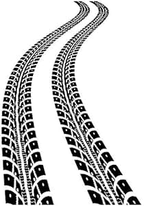 Tire Tracks Wall Sticker Tire Tread Decals Automotive Murals Boys Room ...