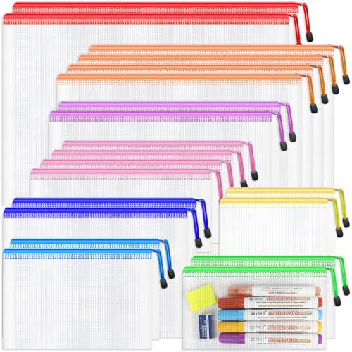 Smarpau 20pcs Mesh Zipper Pouch, 8 Sizes Plastic Zipper Pouches for ...