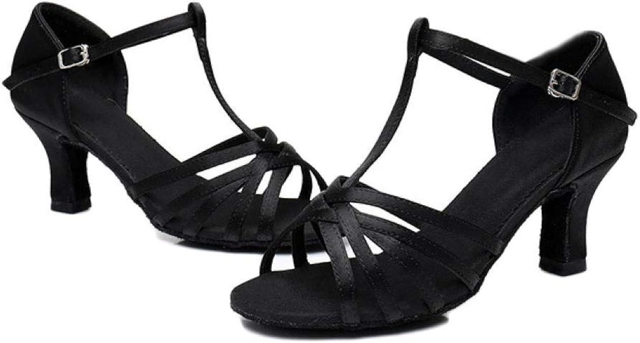 Calzado De Danza Latino para Mujer,Señoras Elegantes Hebilla Satinada ...