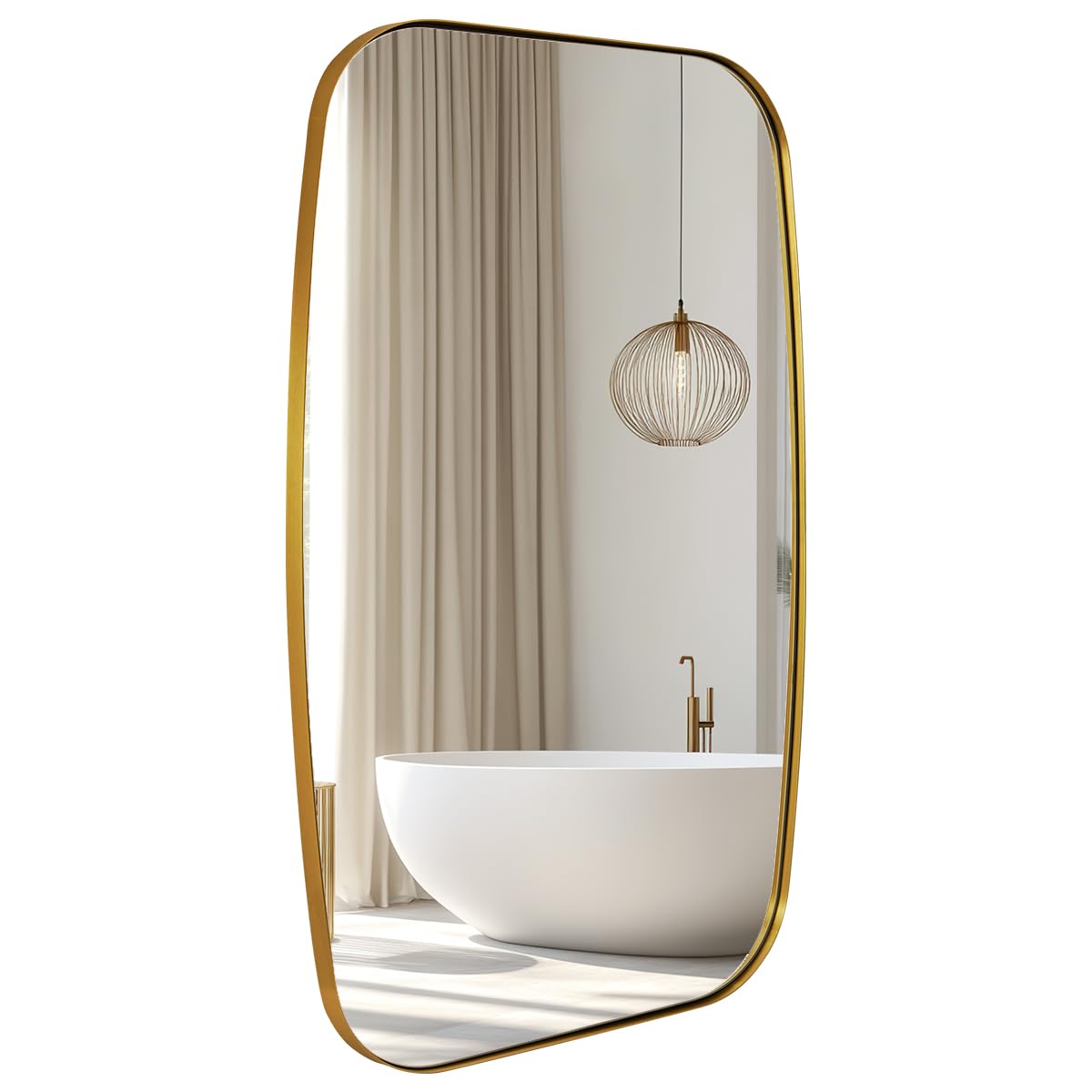 ANDY STAR Gold Bathroom Mirror, 36x48 Inch Brushed Gold Oval Mirror for ...