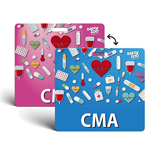 CMA Badge Buddy Pink/Blue Horizontal Heavy Duty with Medical Icons ...