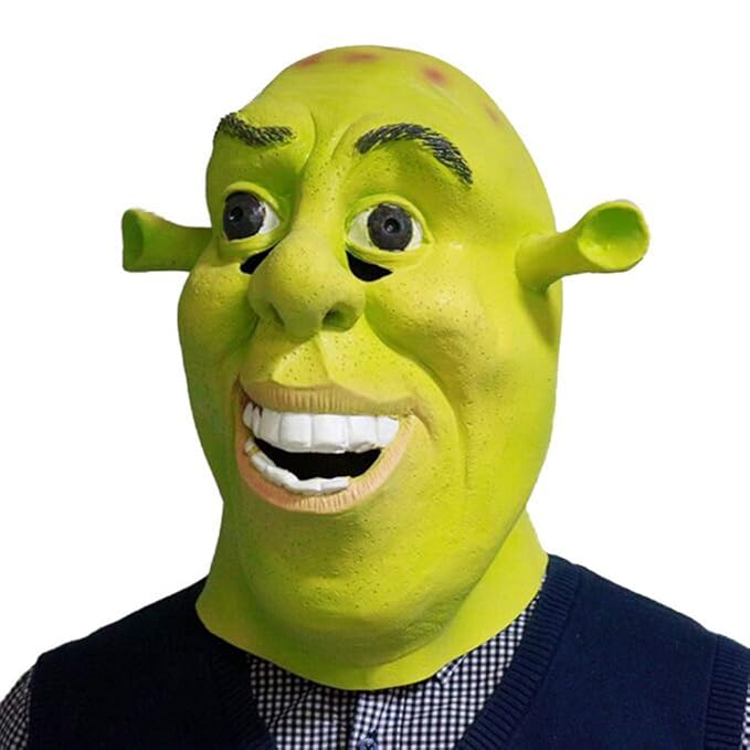 COMLZD® Halloween Shrek Latex Full Head Mask Fancy Dress Adults Size ...