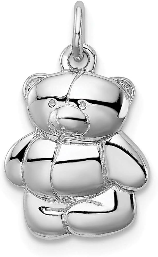 Amazon.com: Sterling Silver Rhodium-plated Teddy Bear Pendant: Jewelry