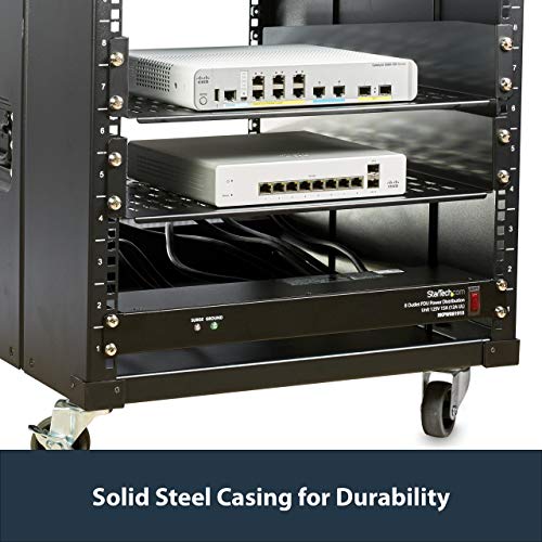 StarTech.com 8 Outlet Horizontal 1U Rack Mount PDU Power Strip for Network Server Racks - Surge ...