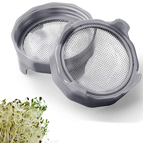 Sprouting Lids, Premium Stainless Steel Mesh Plastic Lids for 86mm Wide ...