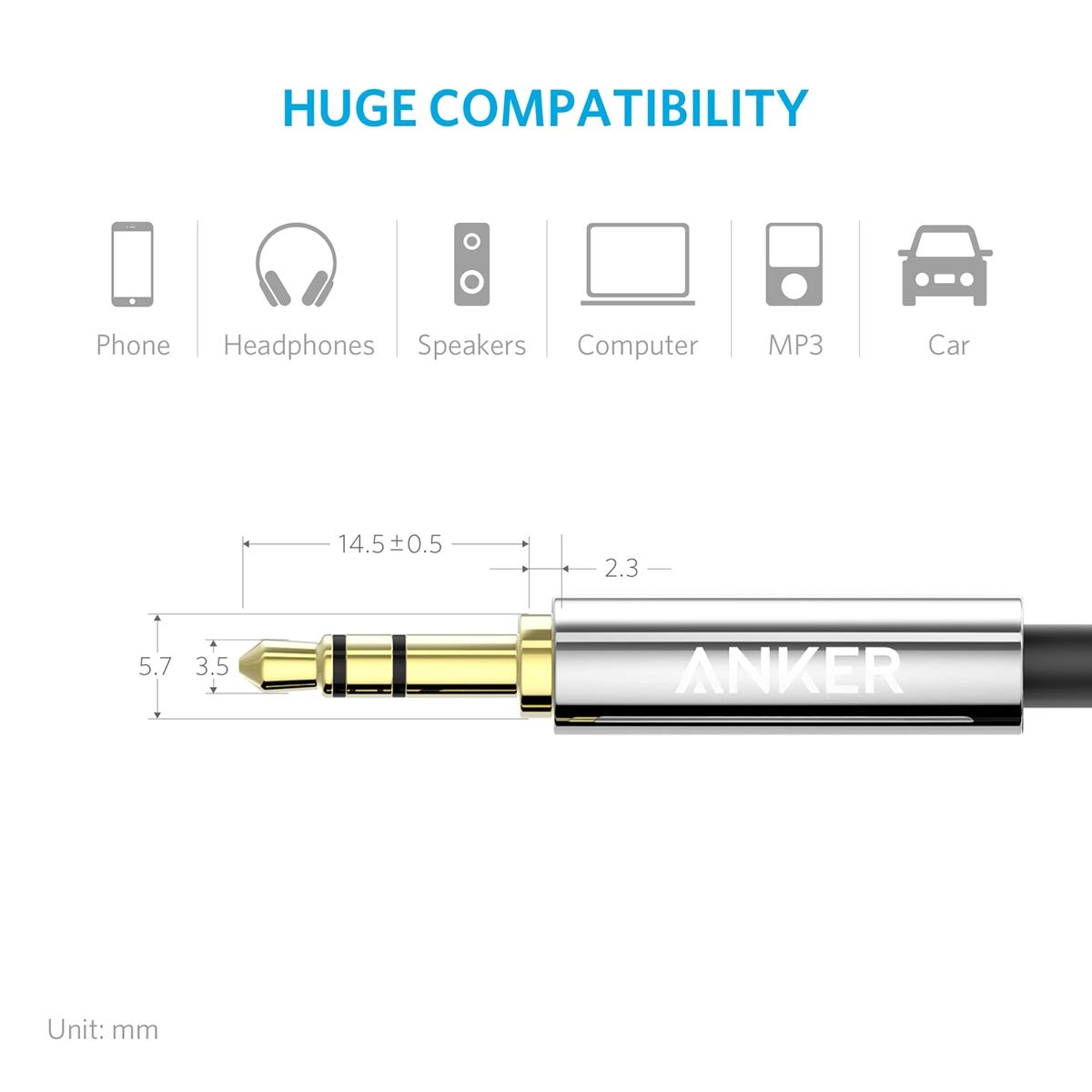 Mua Anker 3.5mm Premium Auxiliary Audio Cable (4ft / 1.2m) AUX Cable ...