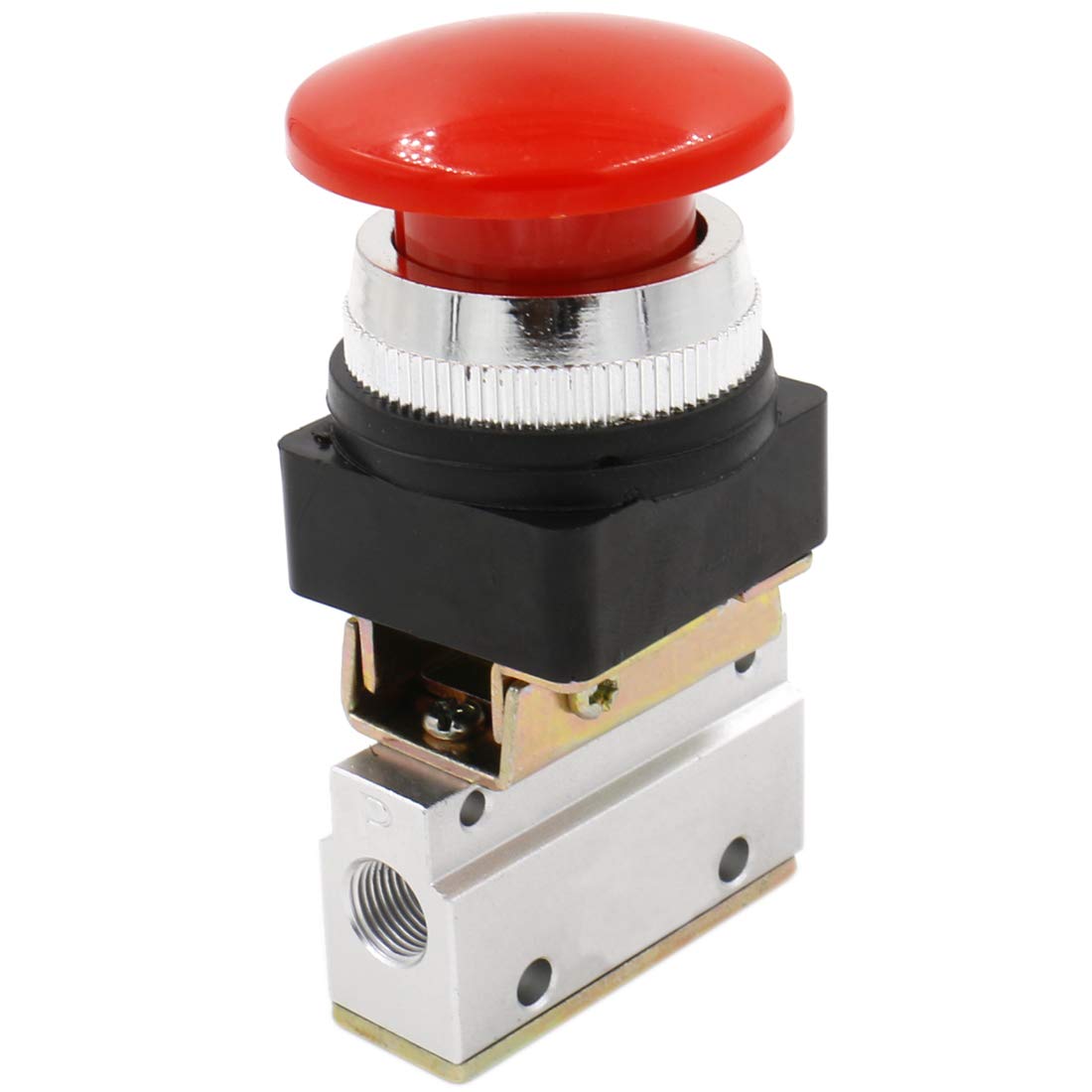 Heschen Pneumatic Mechanical Valve MOV-03A, G1/8″ Thread Port, 2 Way 2 Position, Red Mushroom ...