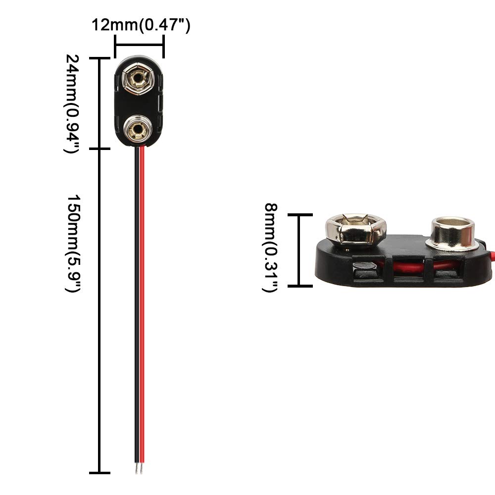 Mua Senzeal 20PCS 9V Battery Clip I-Type Buckle Connector Plastic ...