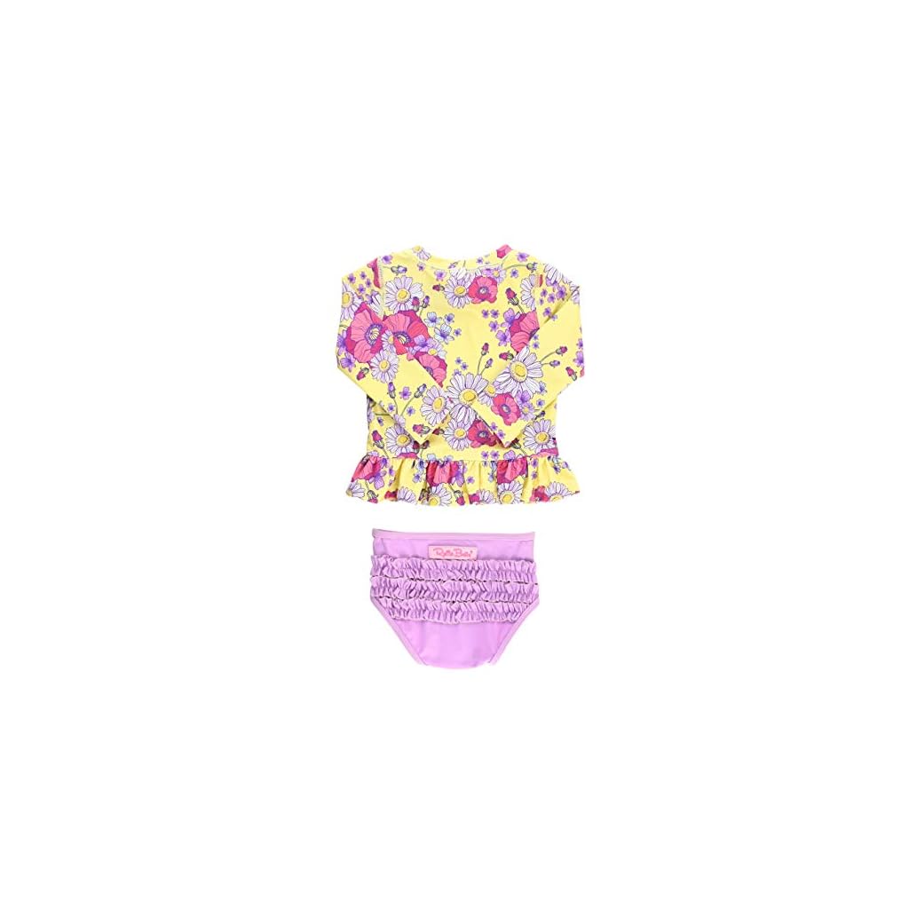 RuffleButts® Baby/Toddler Girls Rash Guard 2-Piece Swimsuit Set - Long ...