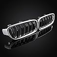 Amazon.com: LH RH Glossy Black Double Line Kidney Grille Chrome Trim ...